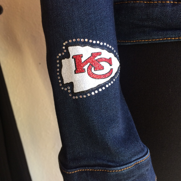 NFL | Jackets & Coats | Nfl Kansas City Chiefs Bling Jean Jacket | Poshmark